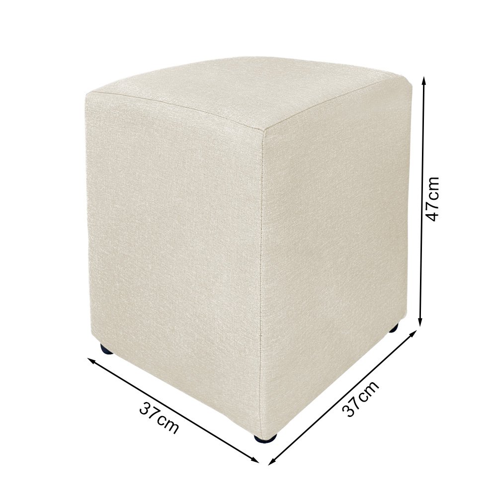 Puff Quadrado Decorativo Laila em Linho Cru | MadeiraMadeira