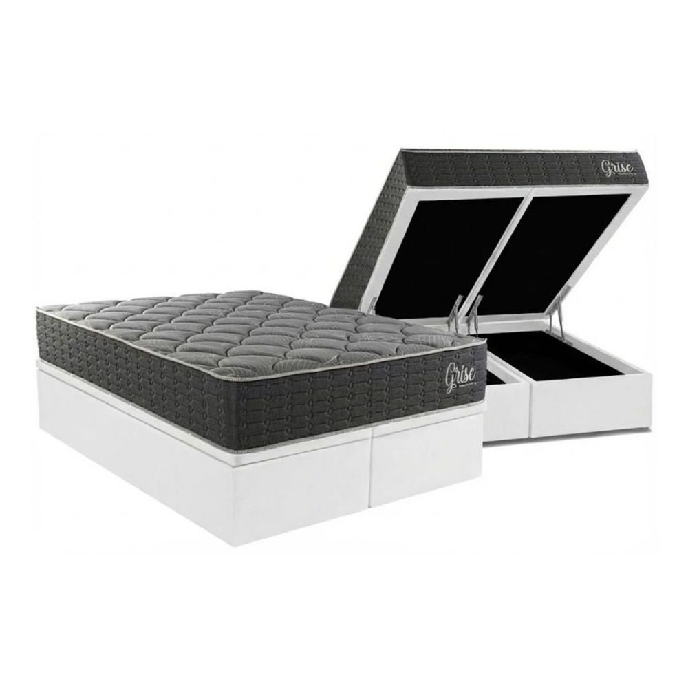 Cama Box Baú Queen + Colchão Ortopédico Kappesberg D40 Anatômico Grise ...