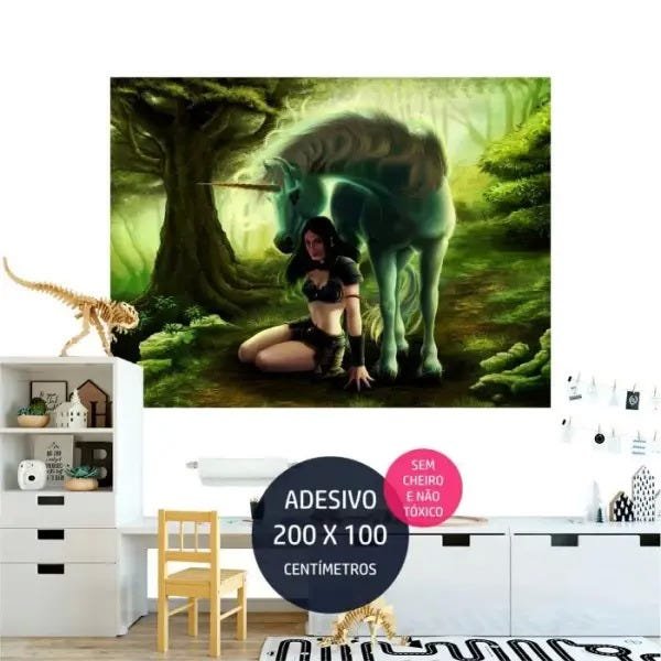 unicornio adesivo parede painel de festa infantil AP3650 | MadeiraMadeira