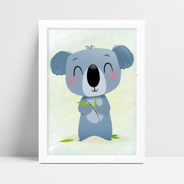 Quadro Decoração Infantil Bebê Coala Cinza | MadeiraMadeira