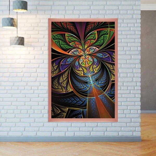 Quadro com Moldura Vitral Verde ROSE METALIZADO - Médio | MadeiraMadeira