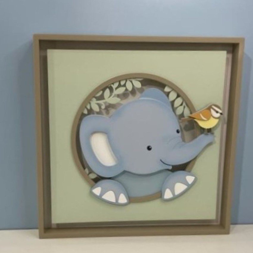 Quadro Caixa Charme Safari Elefante - QDSF-01 BH BABY KIDS | MadeiraMadeira