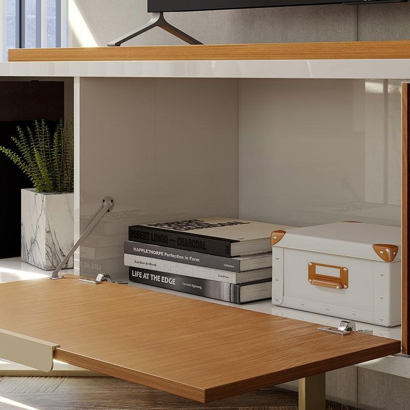 Rack Para TV 65 Polegadas Sagary 1.8 EAX Móveis Off White/Tauar Ripado ...