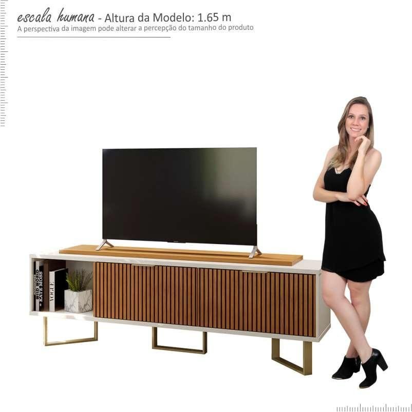 Rack Para TV 65 Polegadas Sagary 1.8 EAX Móveis Off White/Tauar Ripado ...