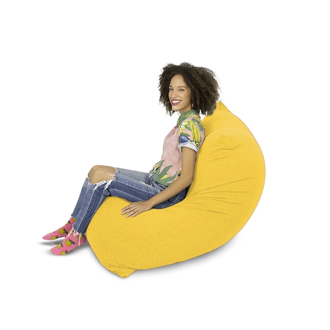 Puff Noah Midi Amarelo - Puff sensorial feito em tecido poliamida/perolas de EPS | MadeiraMadeira