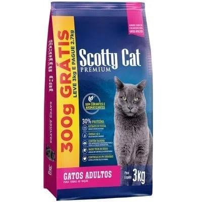 Ração SCOTTY CAT para Gatos Adultos Mix Leve 3kg Pague 2.7kg ...
