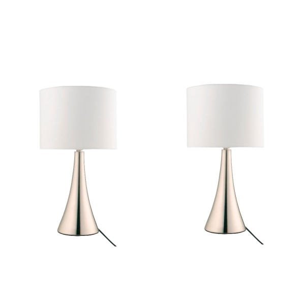 Kit 2 Abajures Metal Cúpula Tecido Branco 36cm Quarto Ali97 ...