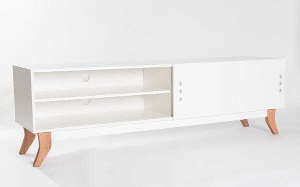 Rack Branco para TV Vintage 1,80 Porta de Correr | MadeiraMadeira