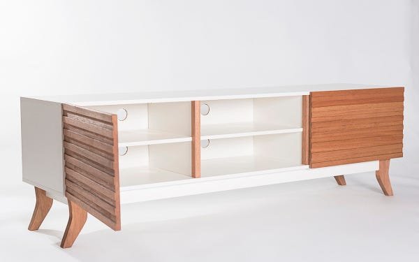 Rack para TV Vintage 1800 MDF Branco 2 Portas de Madeira - 180x44 ...