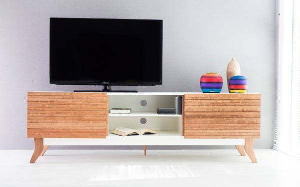 Rack para TV Vintage 1800 MDF Branco 2 Portas de Madeira - 180x44 ...