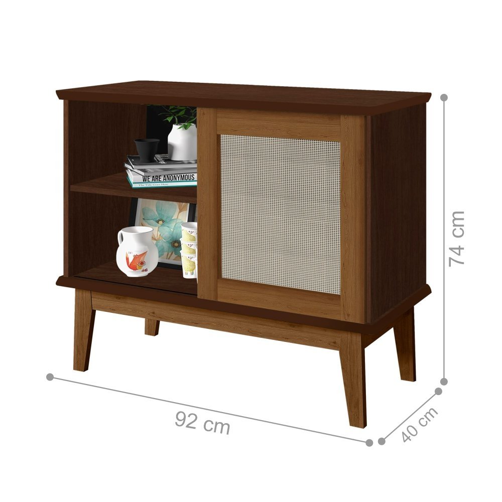 Conjunto Rack para TV e Balcão Palha Sintética Freijó | MadeiraMadeira