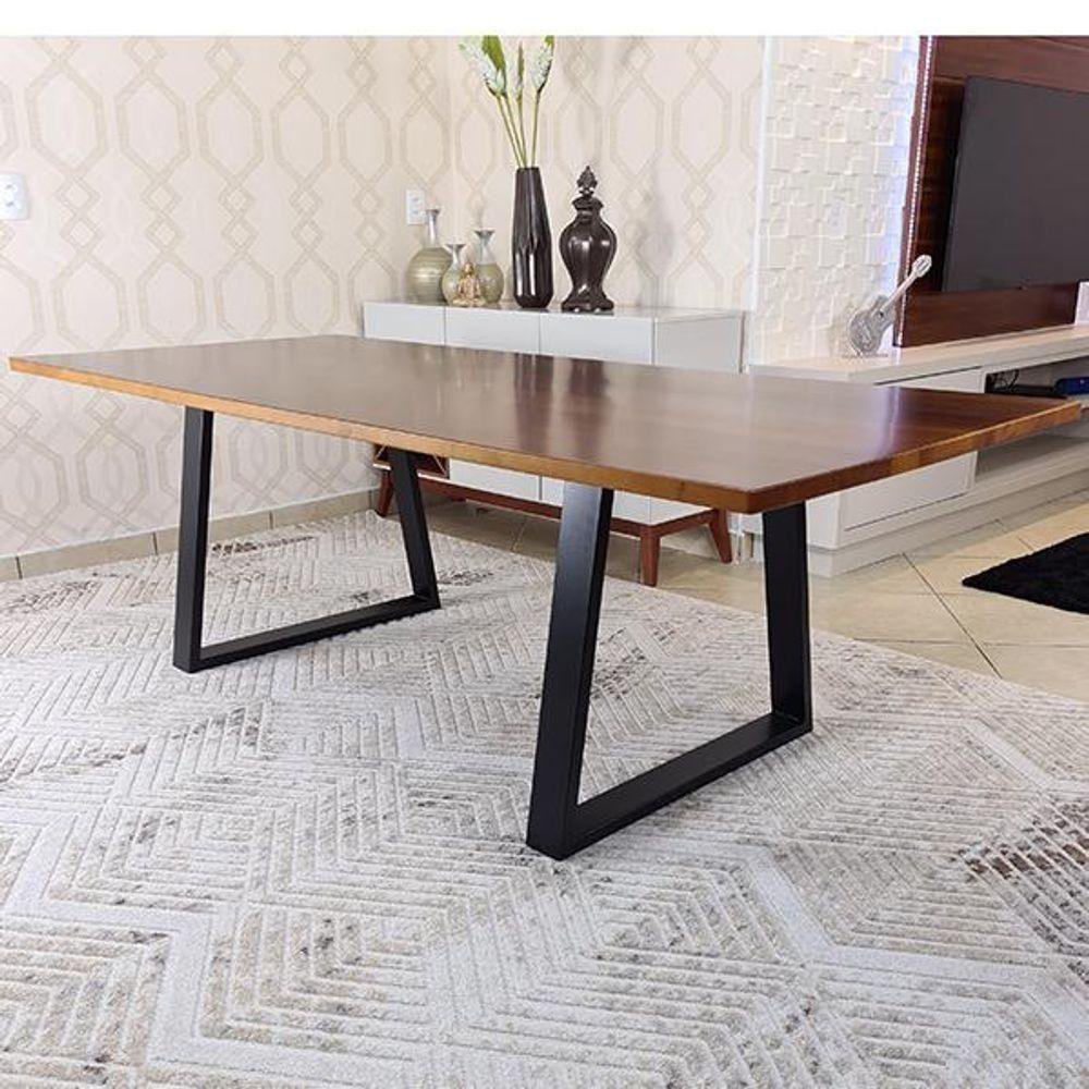 Mesa De Jantar Em Madeira Nobre Base De Ferro 1,60 M X 80 Cm ...
