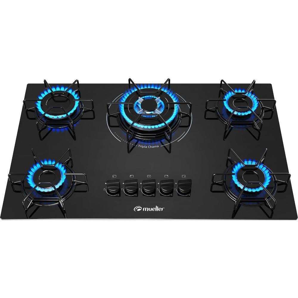 Cooktop Mueller 5 Bocas com Queimador Tripla Chama Bivolt | MadeiraMadeira
