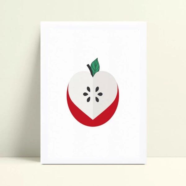 Poster infantil quadro maçã fruta cozinha | MadeiraMadeira