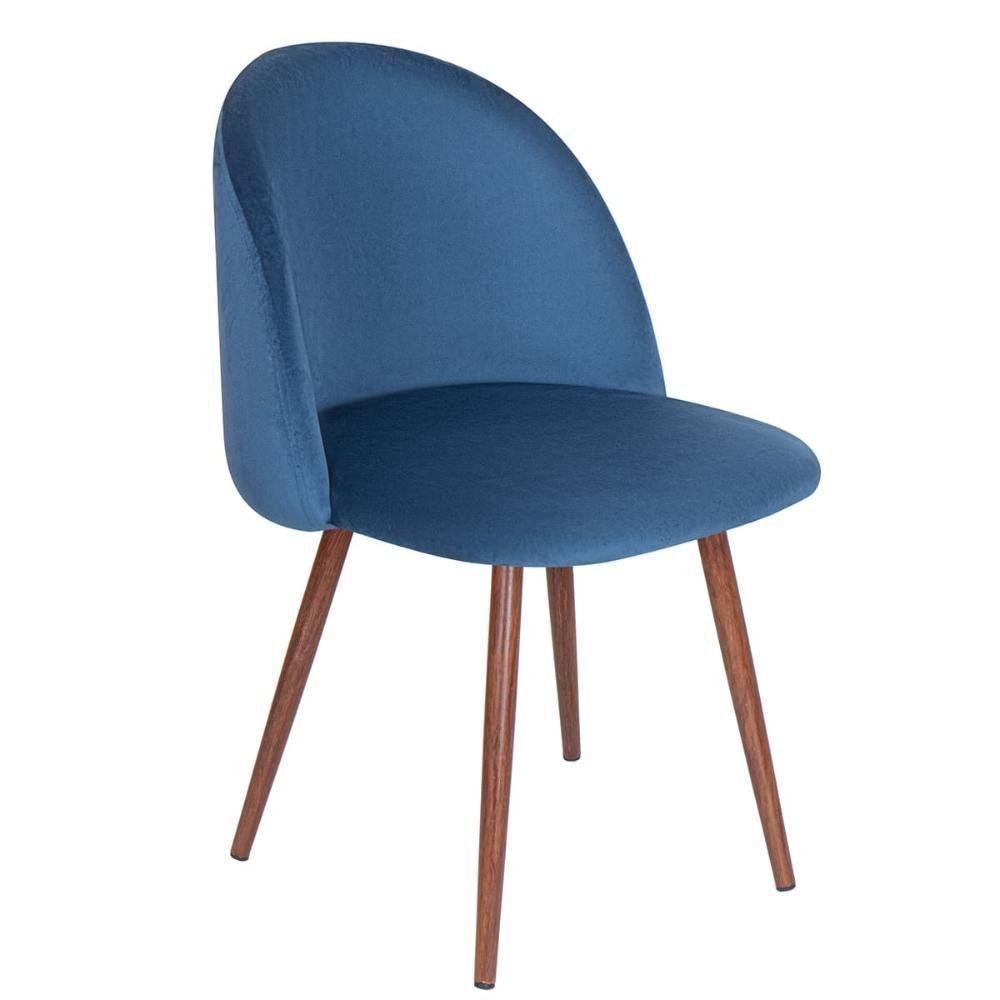 Cadeira Jantar Estofada Maite Sedona Veludo Azul | MadeiraMadeira