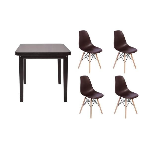 Kit Mesa de Jantar Holanda 80x80 Preta + 4 Cadeiras Charles Eames ...