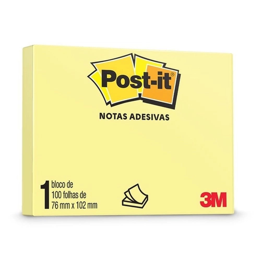 Bloco Post-it Amarelo 100 Folhas - 3m | MadeiraMadeira