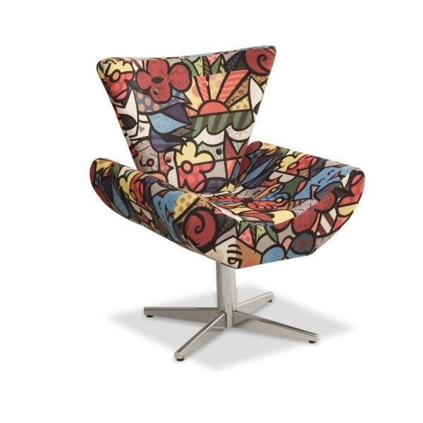 Poltrona Gabriela Base Giratória - MD Decor - Romero Britto | MadeiraMadeira