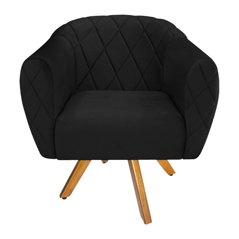 Poltrona Grazi Base Giratória de Madeira Suede Preto - Amarena Móveis ...
