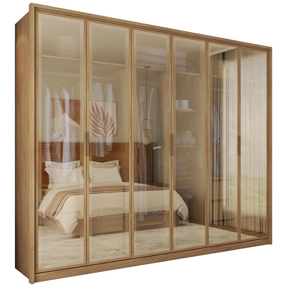 Guarda Roupa Casal 6 Portas de Vidro Reflex Buriti - Caemmun ...