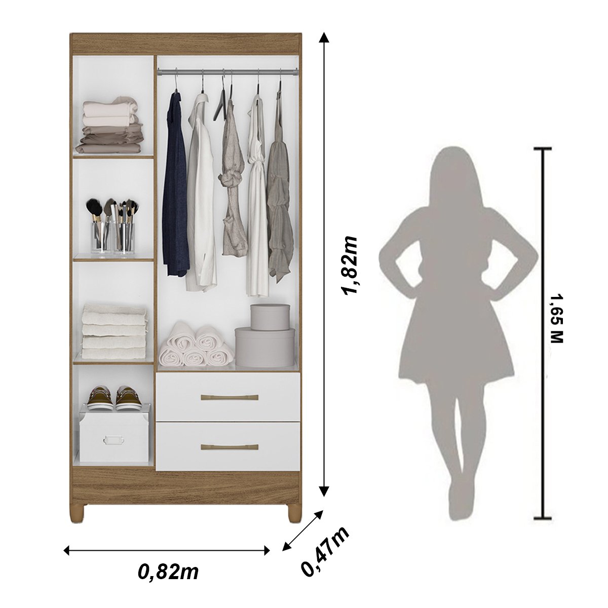 Guarda Roupa Solteiro 3 portas 2 gavetas Lima | MadeiraMadeira