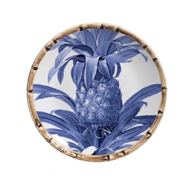 Prato de Sobremesa com Estampa de Abacaxi e Borda Bambu | MadeiraMadeira