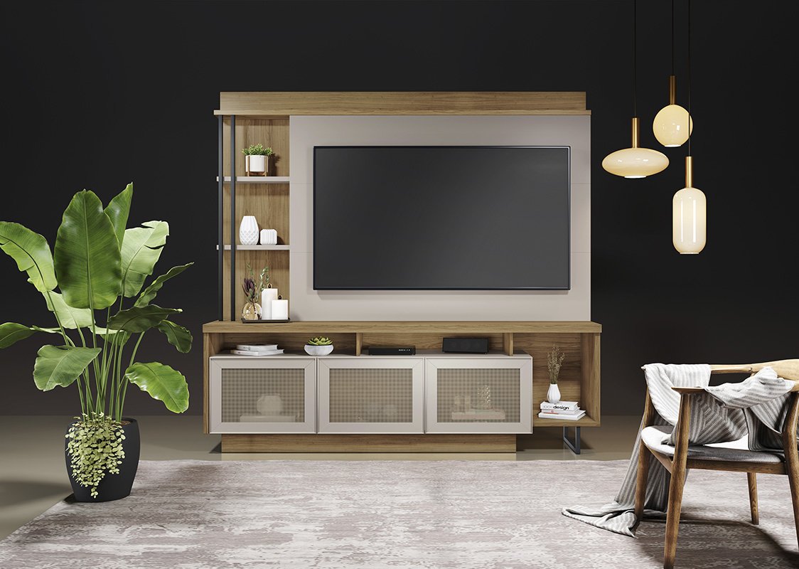 Estante Home para TV até 65 Polegadas Equilíbrio JCM Movelaria Noronha/Off White | MadeiraMadeira