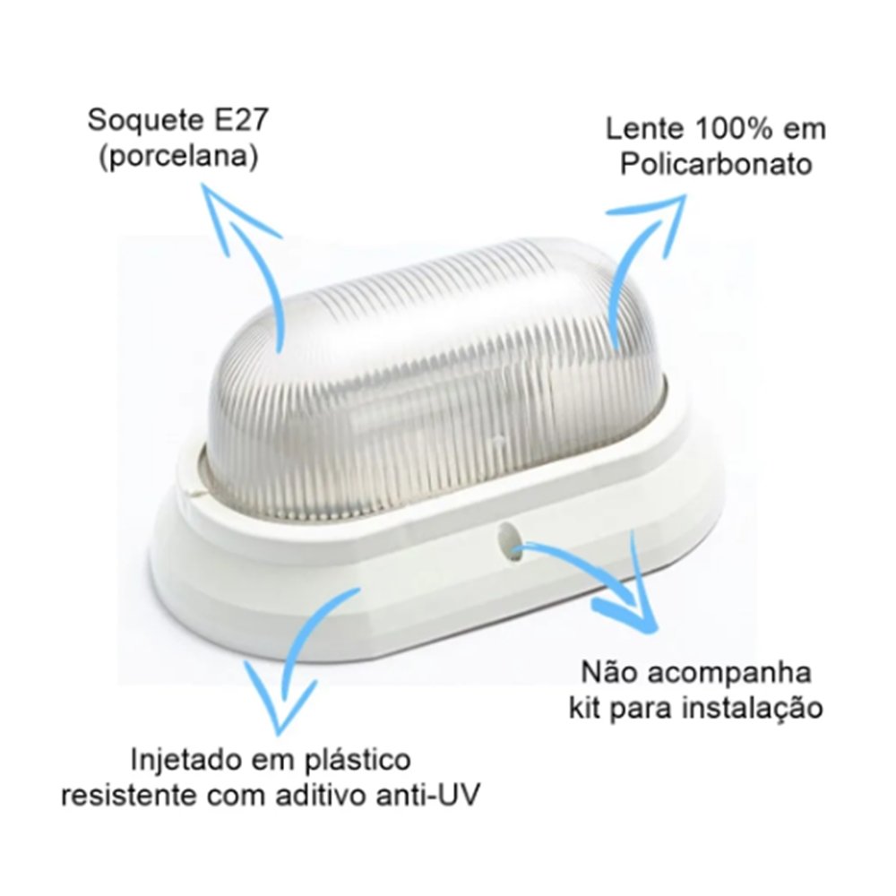 LUMINARIA TARTARUGA ARANDELA BRANCA EXTERNA MURO SEM GRADE | MadeiraMadeira