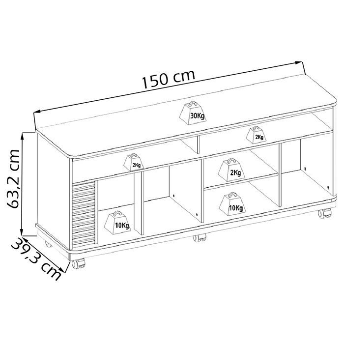 Bancada Rack para Tv 65 Polegadas Jurere Freijo Off White Matte Clb | MadeiraMadeira