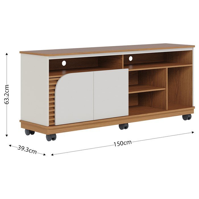 Bancada Rack para Tv 65 Polegadas Jurere Freijo Off White Matte Clb | MadeiraMadeira