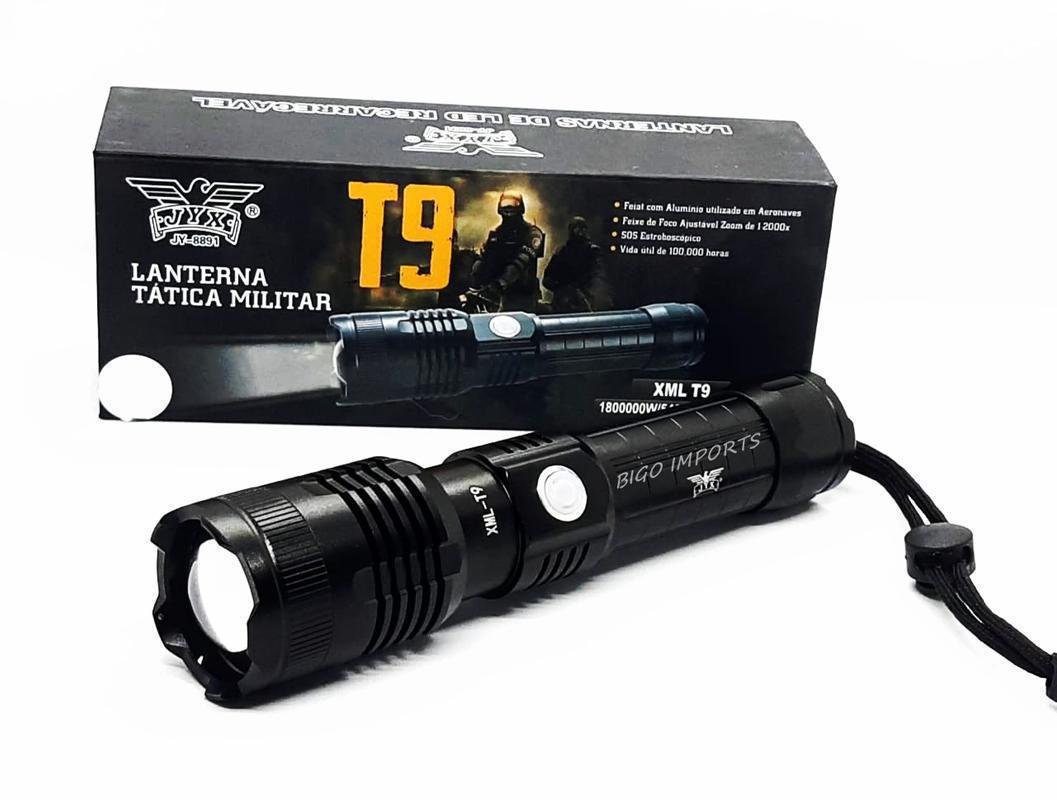 Lanterna Tática Led Branco Cree Xml - T9 Recarregável 8891 | MadeiraMadeira