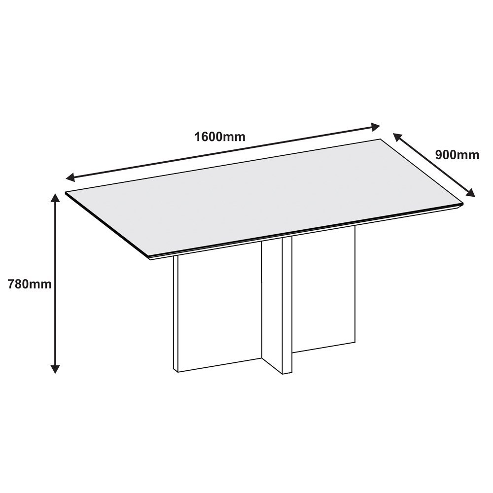 Mesa De Jantar Retangular 160cm 6 Lugares Valência C14 Preto ...