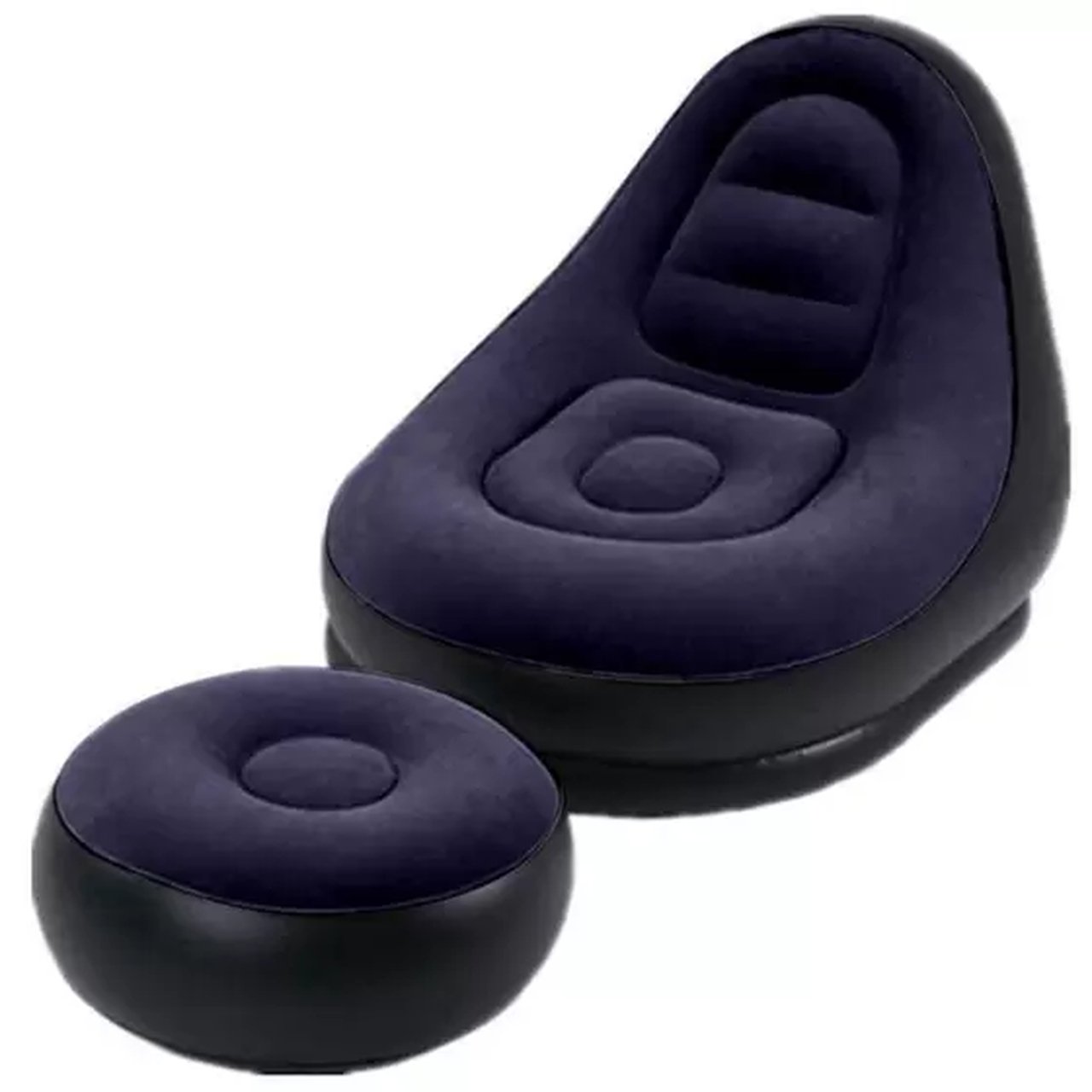 SOFÁ POLTRONA INFLÁVEL PORTÁTIL KIT 2 EM 1 COM PUFF ULTRA LOUNGE PRETO ...