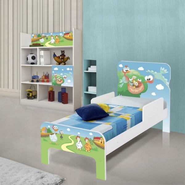 Quarto Infantil Completo com Estante e Cama Fazendinha | MadeiraMadeira