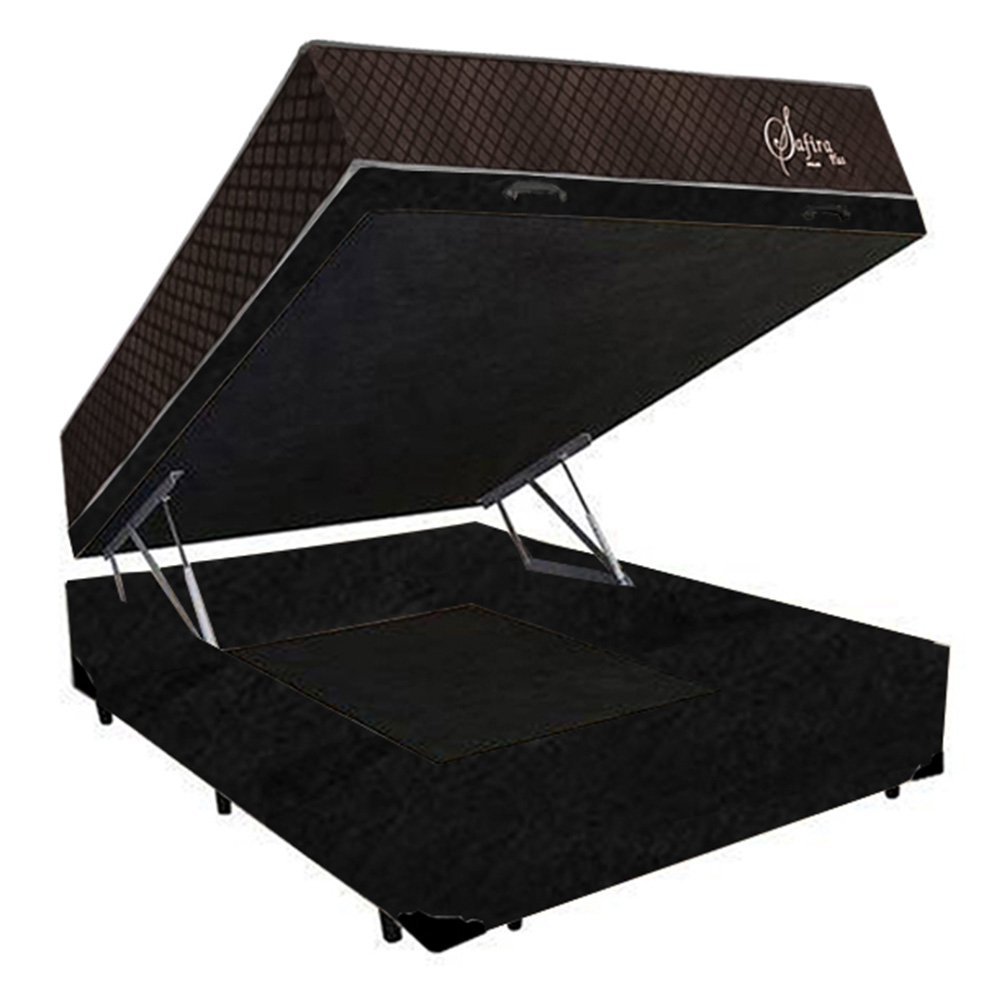 Cama Box Baú Casal Suede + Colchão Casal Polar Molas Ensacadas Safira ...
