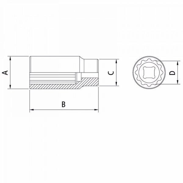 Soquete Estriado Longo 22mm Encaixe 1/2" Tramontina PRO | MadeiraMadeira