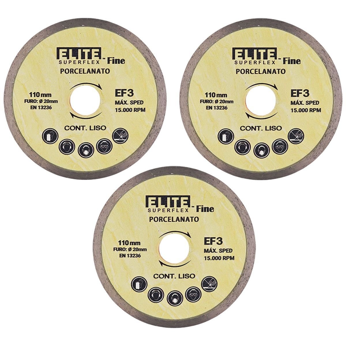 Elite - Kit 3 Discos de Corte Porcelanato Fino 1mm 110x20mm ...