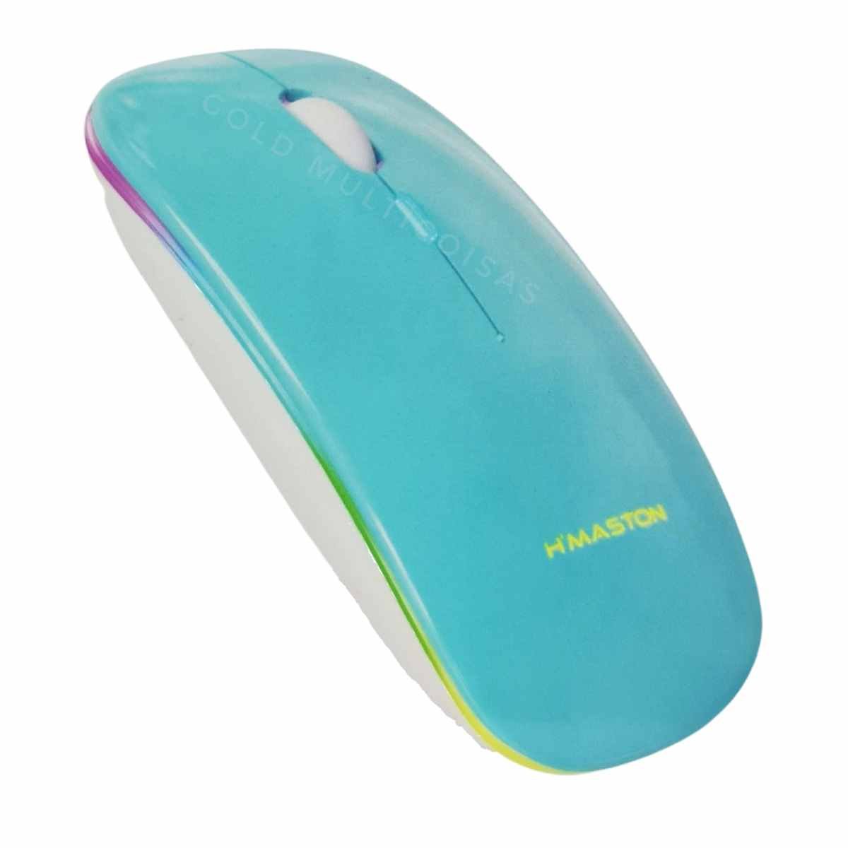 Mouse Slim Sem Fio Recarregável Led Rgb 1600 Dpi Hmaston E-1200 - Azul ...