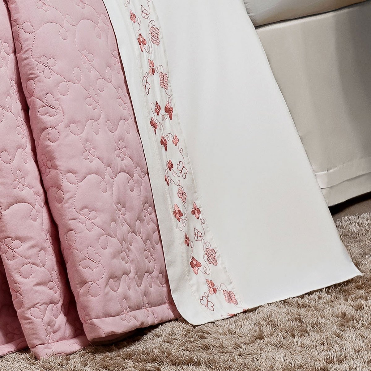 Colcha Queen Size Rosa 200 Fios 100% Algodão + Jogo de Cama - 9 Peças ...