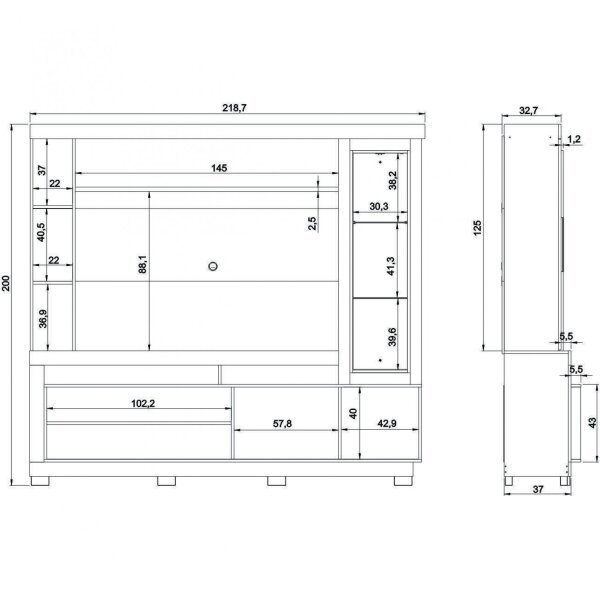Estante Home para TV até 60 Polegadas 1 Porta Deslizante Lexus ...