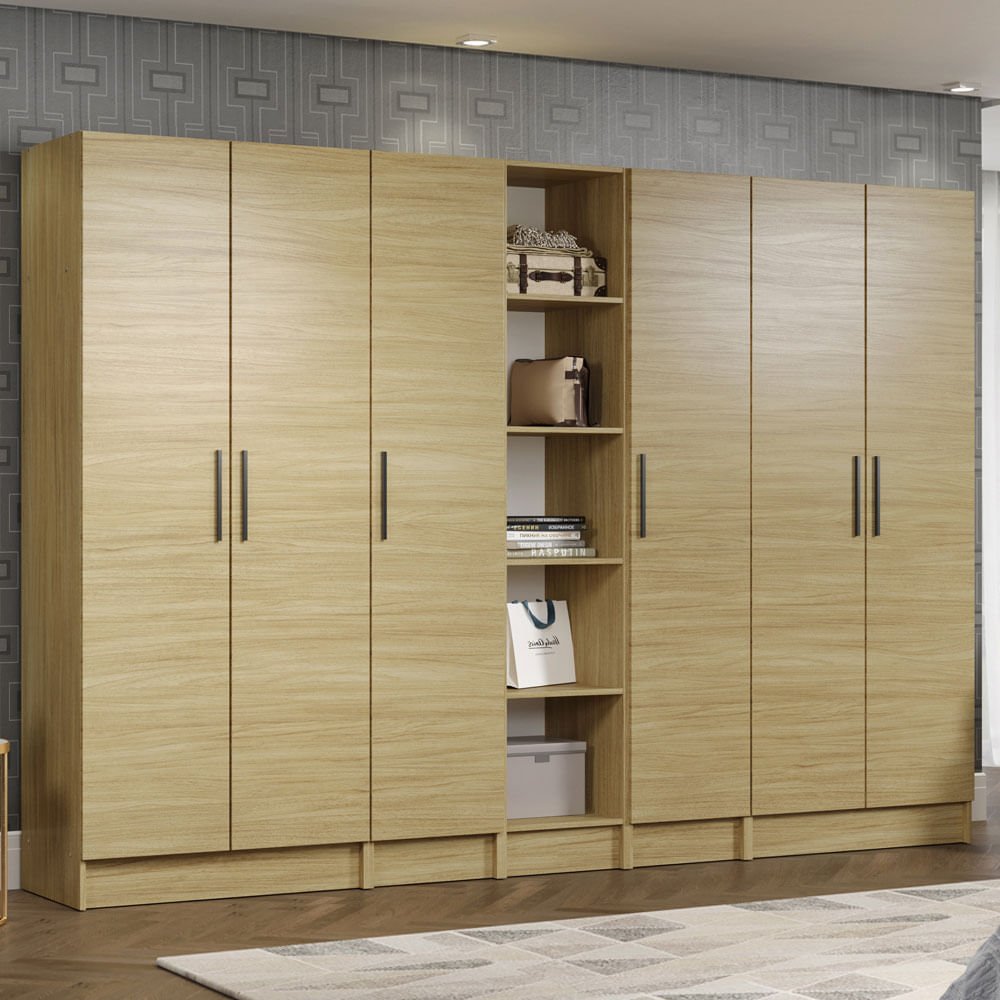 Guarda-Roupa Modulado Madesa Nilo 100% MDF 280001 5 Peças Carvalho Cor ...