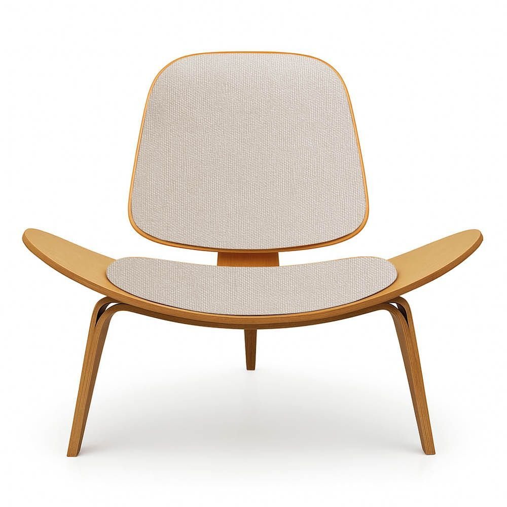 Poltrona Decorativa Base de Madeira Shell Linho P01 - D'rossi | MadeiraMadeira