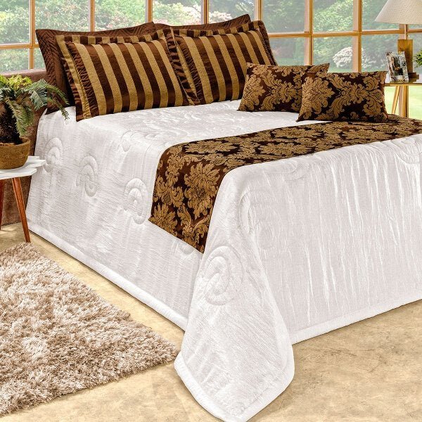 Kit Cobre Leito Viena King Size Palha / Tabaco 10 Peças Completo com ...