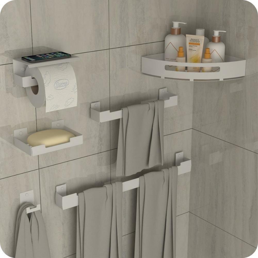 Kit Acessórios Para Banheiro Branco 6 Peças Elegance | MadeiraMadeira