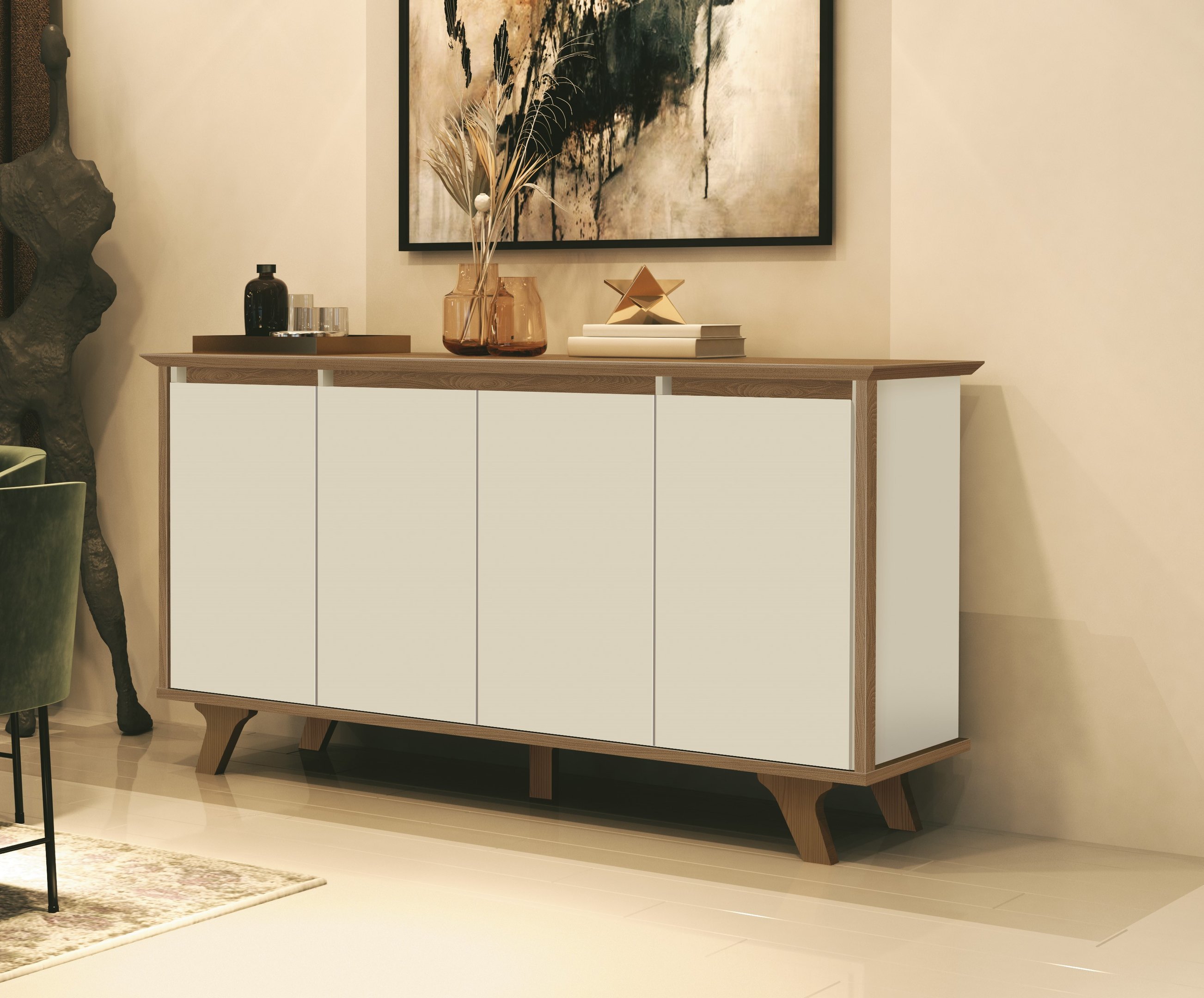 Buffet 4 Portas Supreme Freijó/Off White - Fazzio | MadeiraMadeira