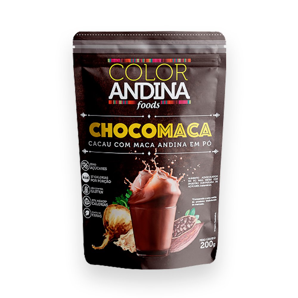 ChocoMaca Sem Açucar Maca Peruana e Cacau em Pó 200g Color Andina ...