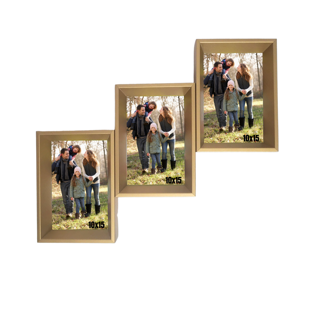 Quadro de Parede para 3 Fotos 10x15cm Moldura Chanfrada/laqueada com ...