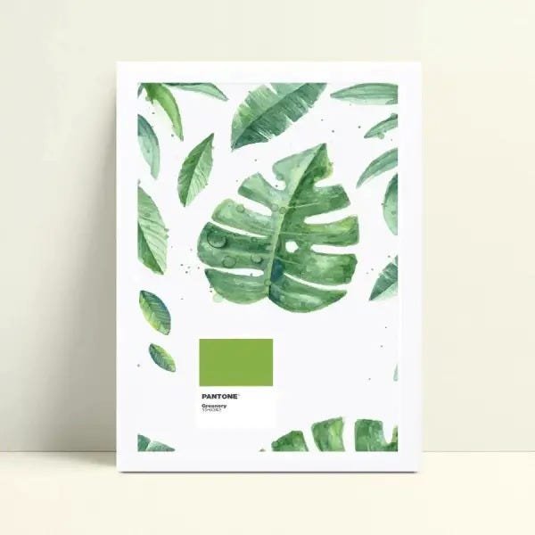Quadro com moldura pantone greenery sala | MadeiraMadeira