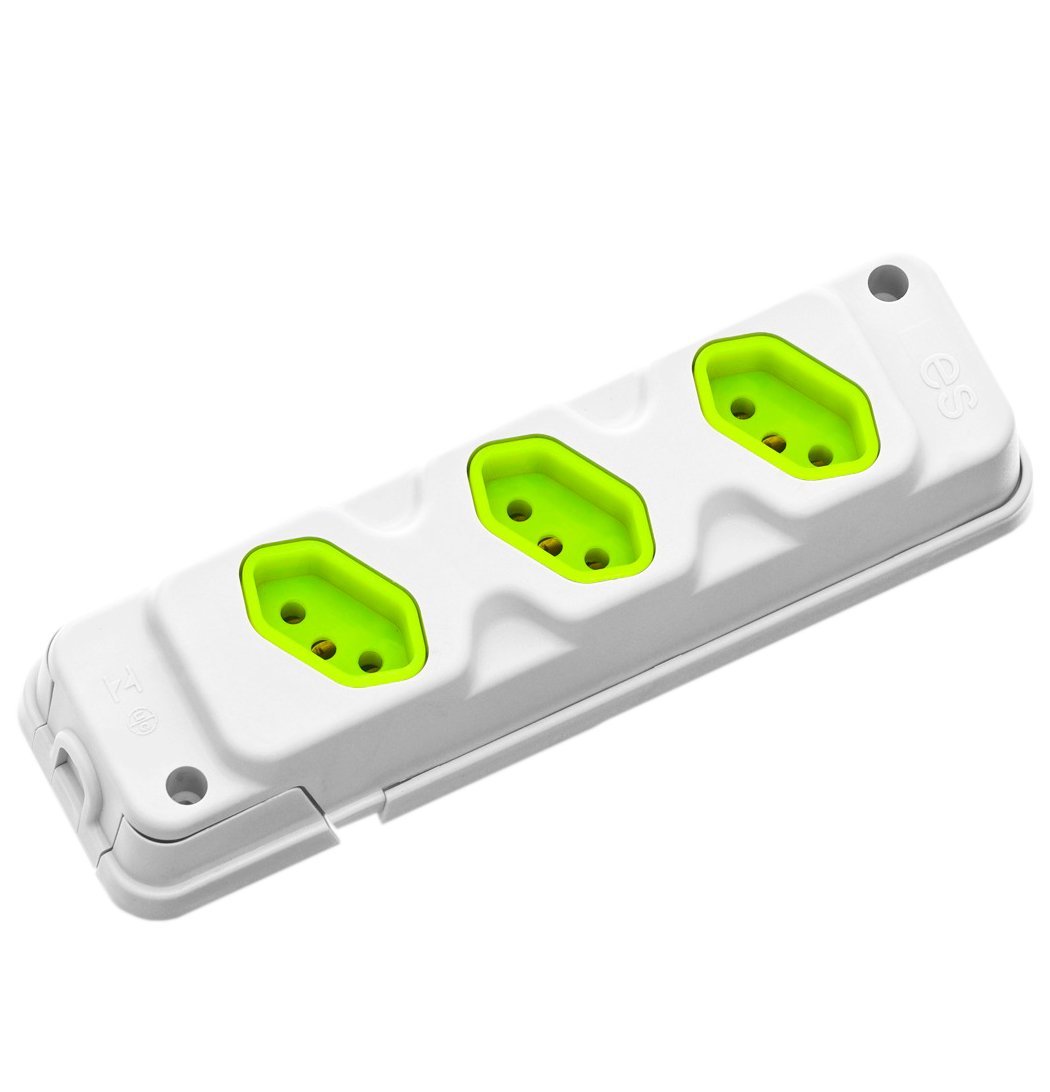 Régua De Tomada Em Barra Tripla Extensão Reforçada Branca | MadeiraMadeira