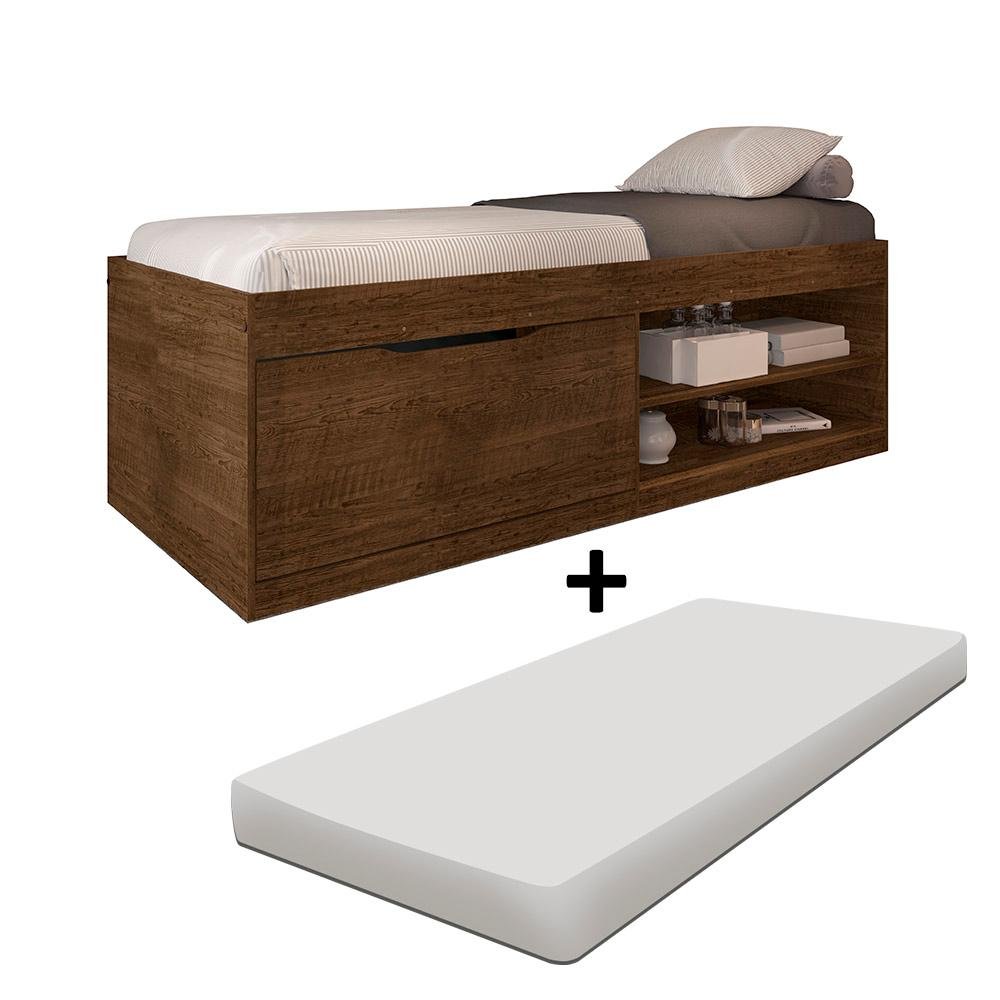 Cama Multifuncional Solteiro Com Sapateira Embutida E Colchão Malbec ...